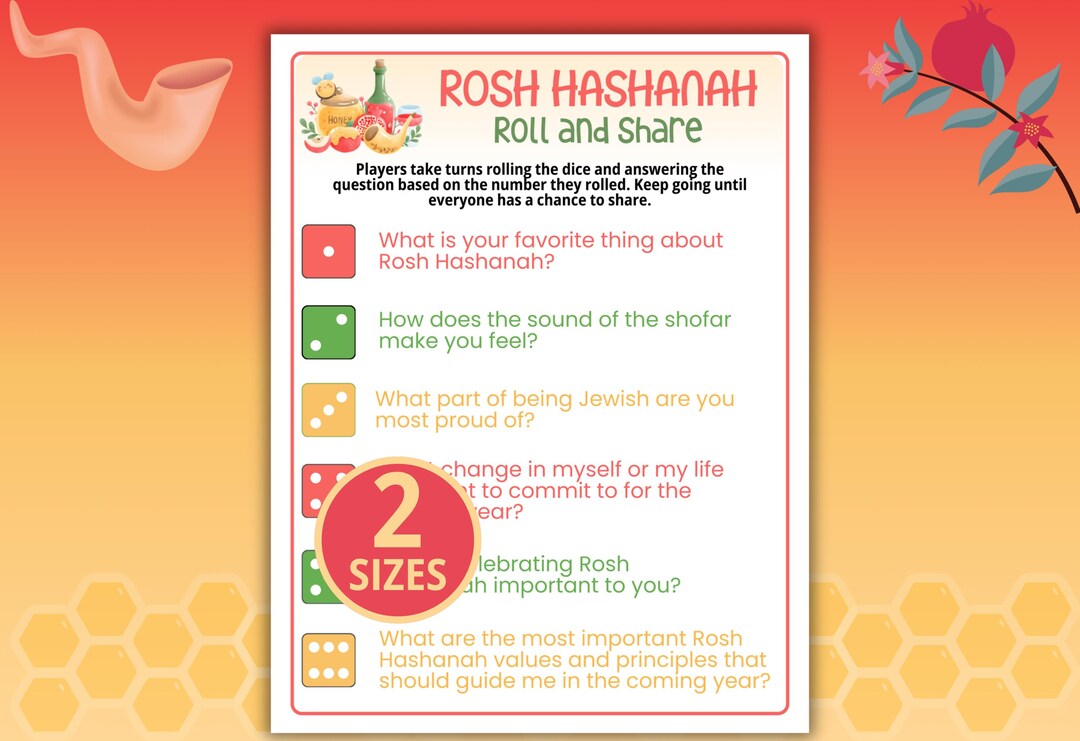 Roll and Share, Roll and Tell Game, Rosh Hashanah Games, Jewish Games ...