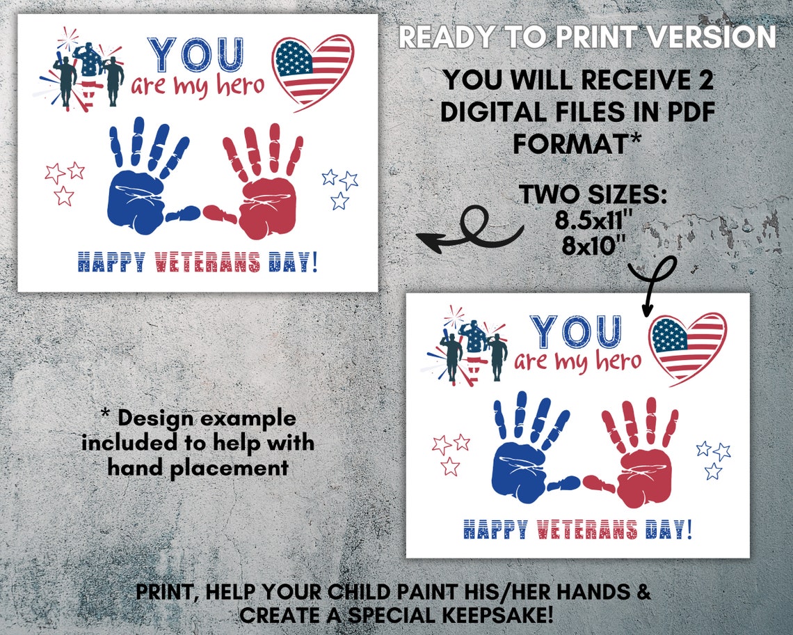 You're My Hero Handprint Craft, Veteran Handprint Craft, Patriotic ...