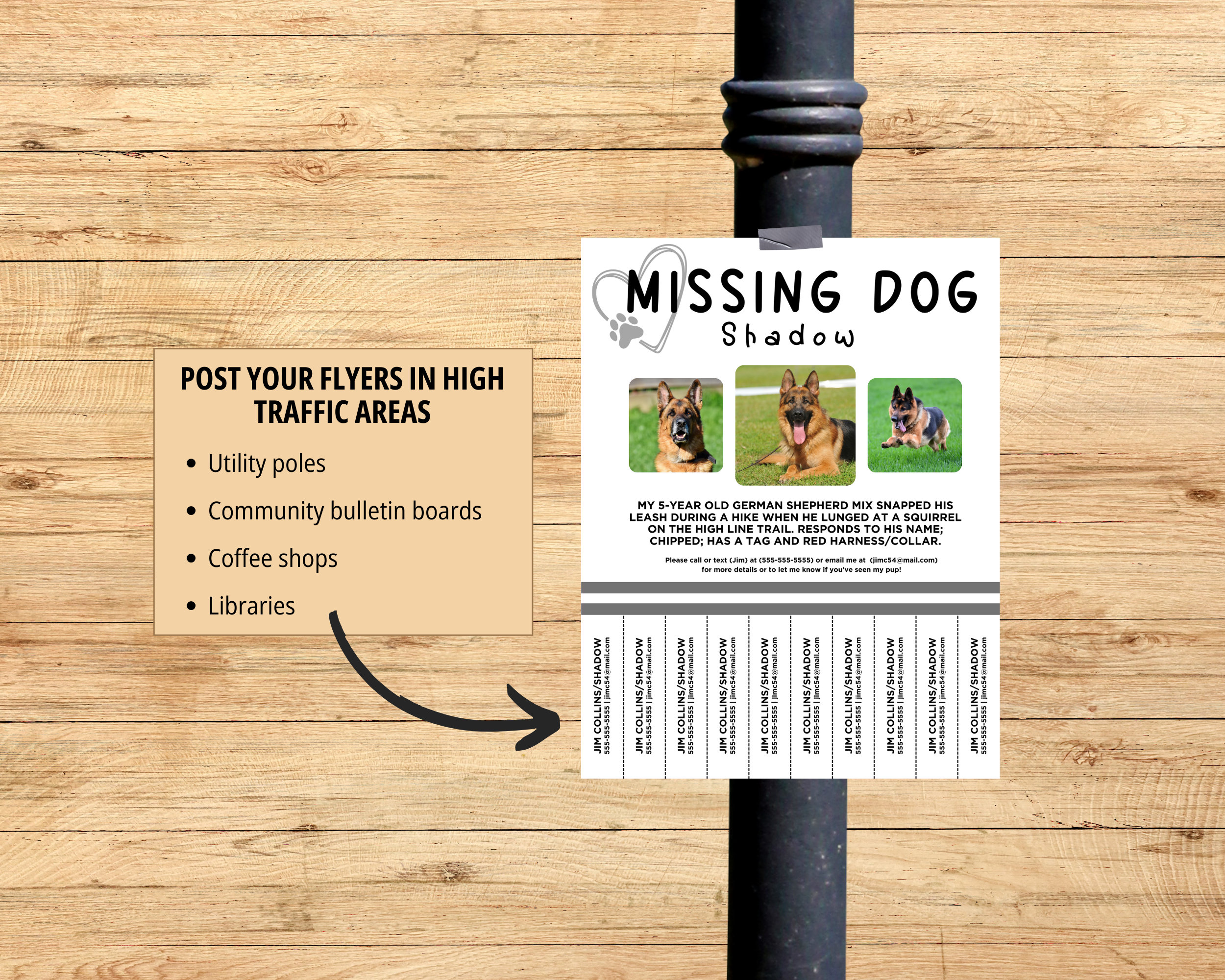 Lost Dog Flyer, Tear-off Flyer Template, Missing Dog Poster, Lost Puppy ...