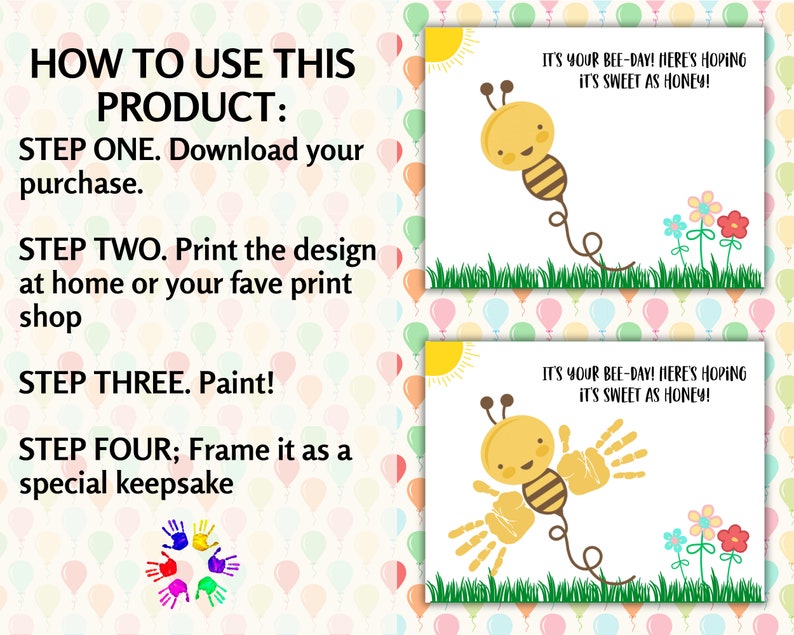 Birthday Bee Craft, Bee Handprint Craft, Birthday Handprint Art ...