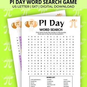 Pi Day Word Search, Pi Day Game, Pi Day Download, Math Teacher, Math Pi ...
