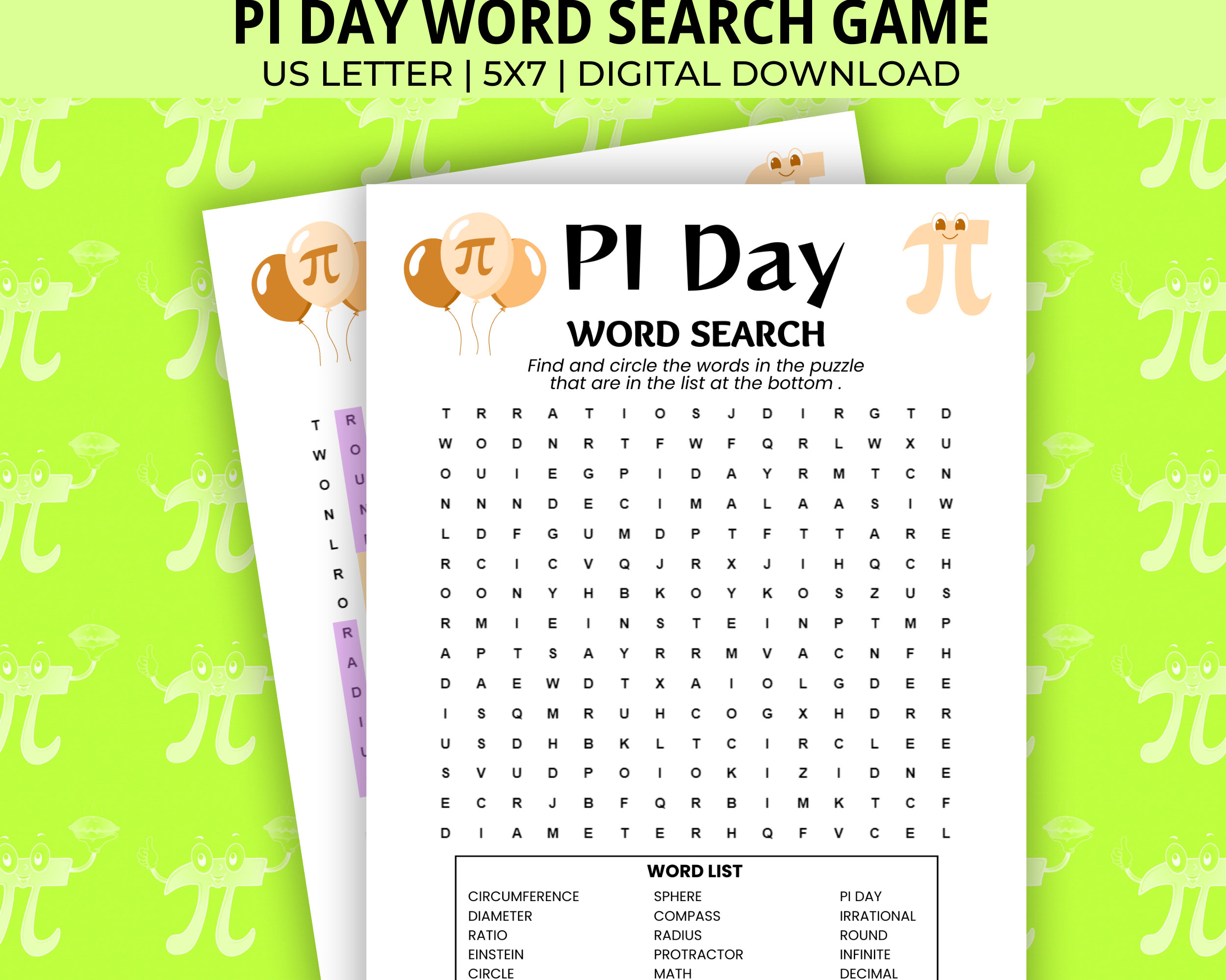 Pi Day Word Search, Pi Day Game, Pi Day Download, Math Teacher, Math Pi ...