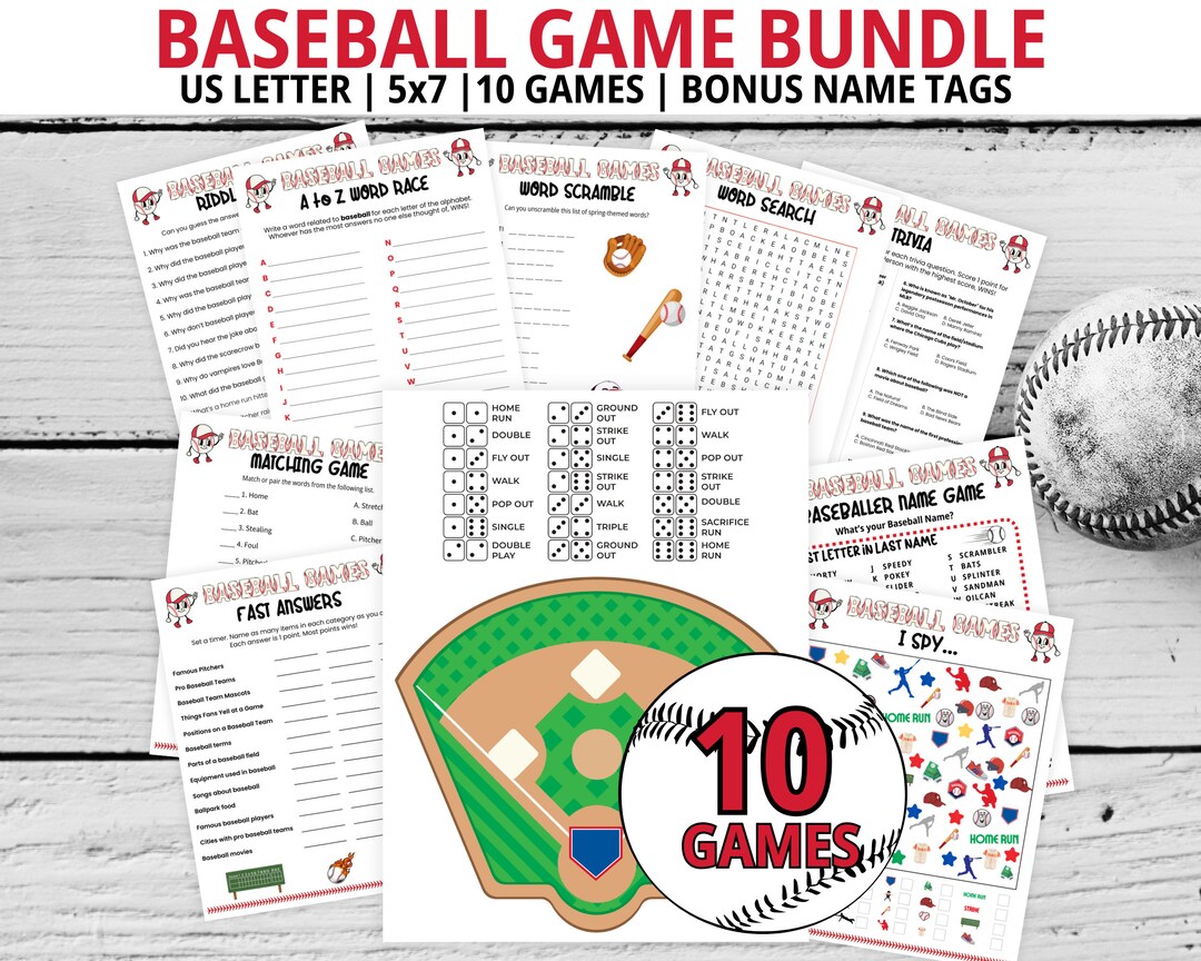 Baseball Games Bundle, Baseball Party Games, Family Game Night, Office ...