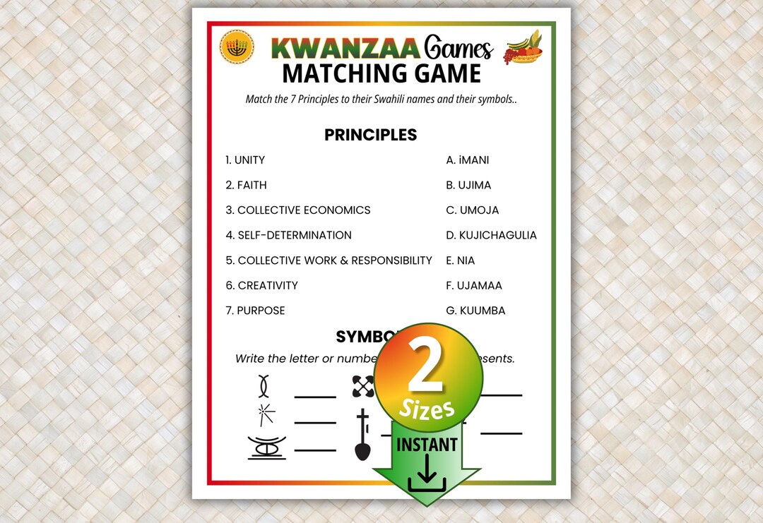 Matching Game, Kwanzaa Games, Holiday Party Games, Kwanzaa Symbols ...