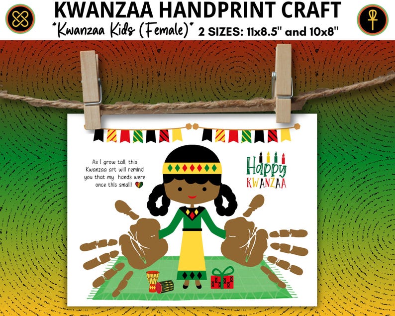 Kwanzaa Handprint Crafts, Kwanzaa Kids Female, Handprint Art, Winter ...