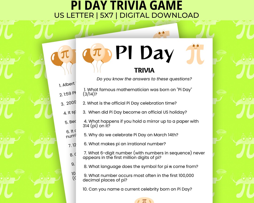 Pi Day Trivia, Trivia Game, Pi Day Game, Math Pi Day Trivia, Trivia ...