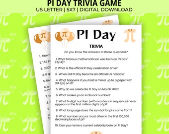 Pi Day Fast Answers Game, Trivia Game, Math Pi Day, Math Questions ...