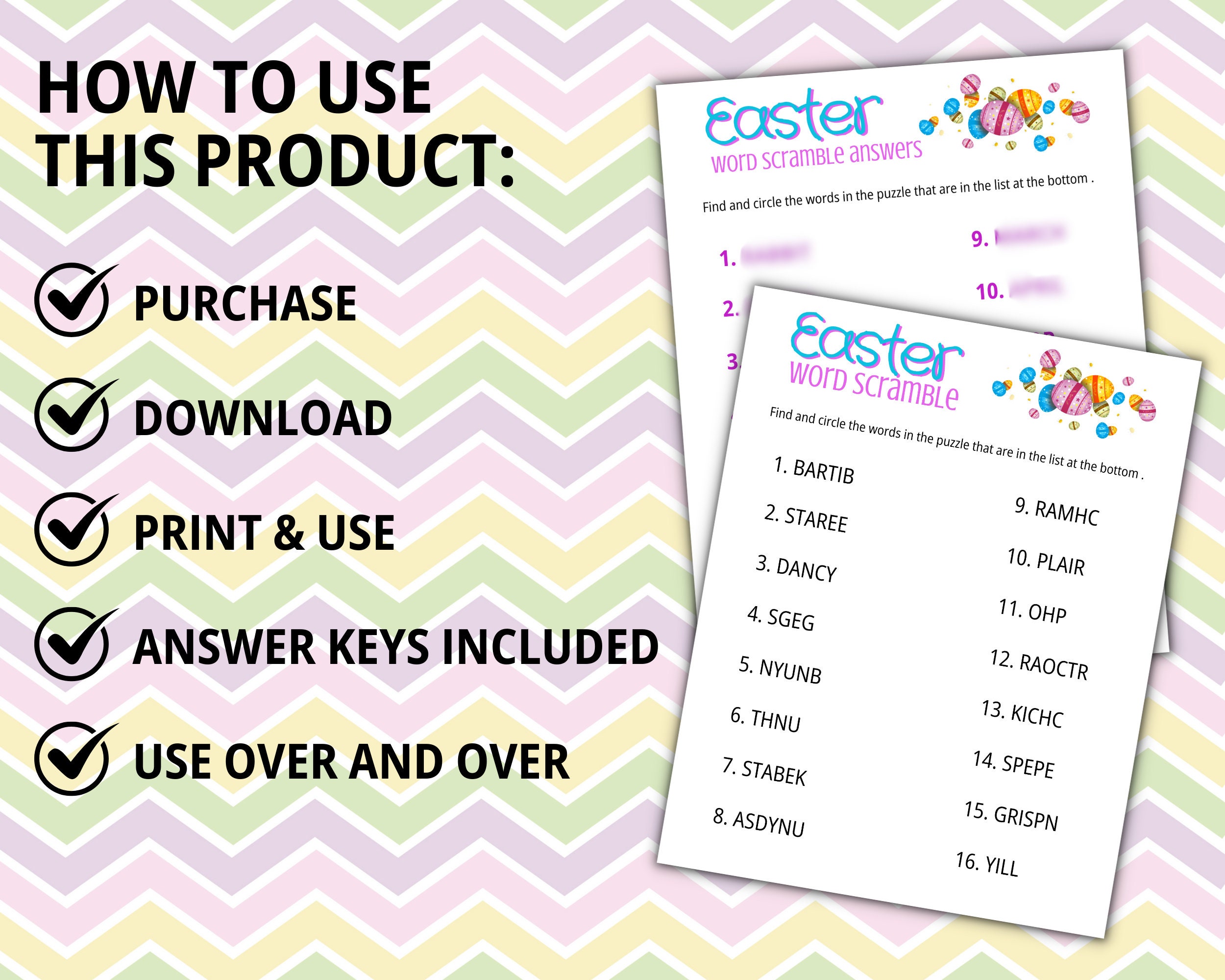 Easter Word Scramble Game, Easter Games, Printable Word Scramble for ...