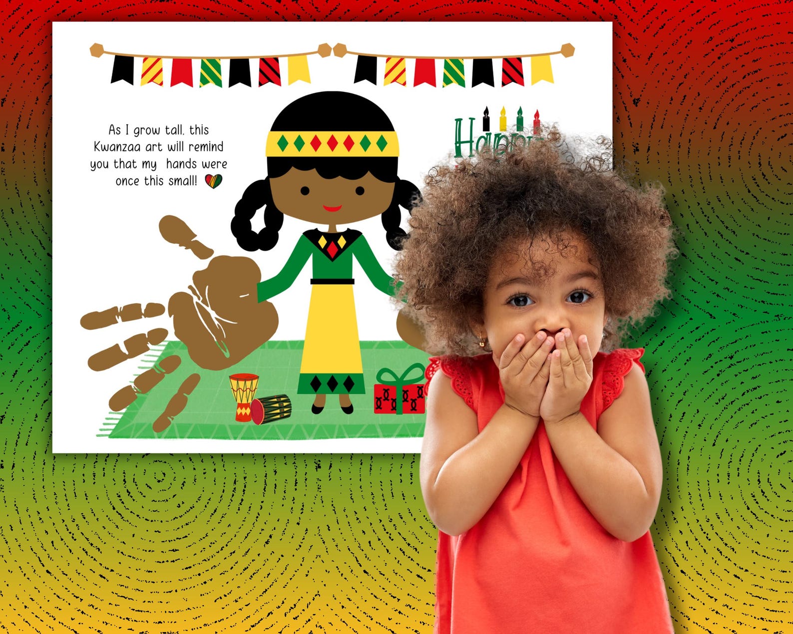 Kwanzaa Handprint Crafts, Kwanzaa Kids Female, Handprint Art, Winter ...