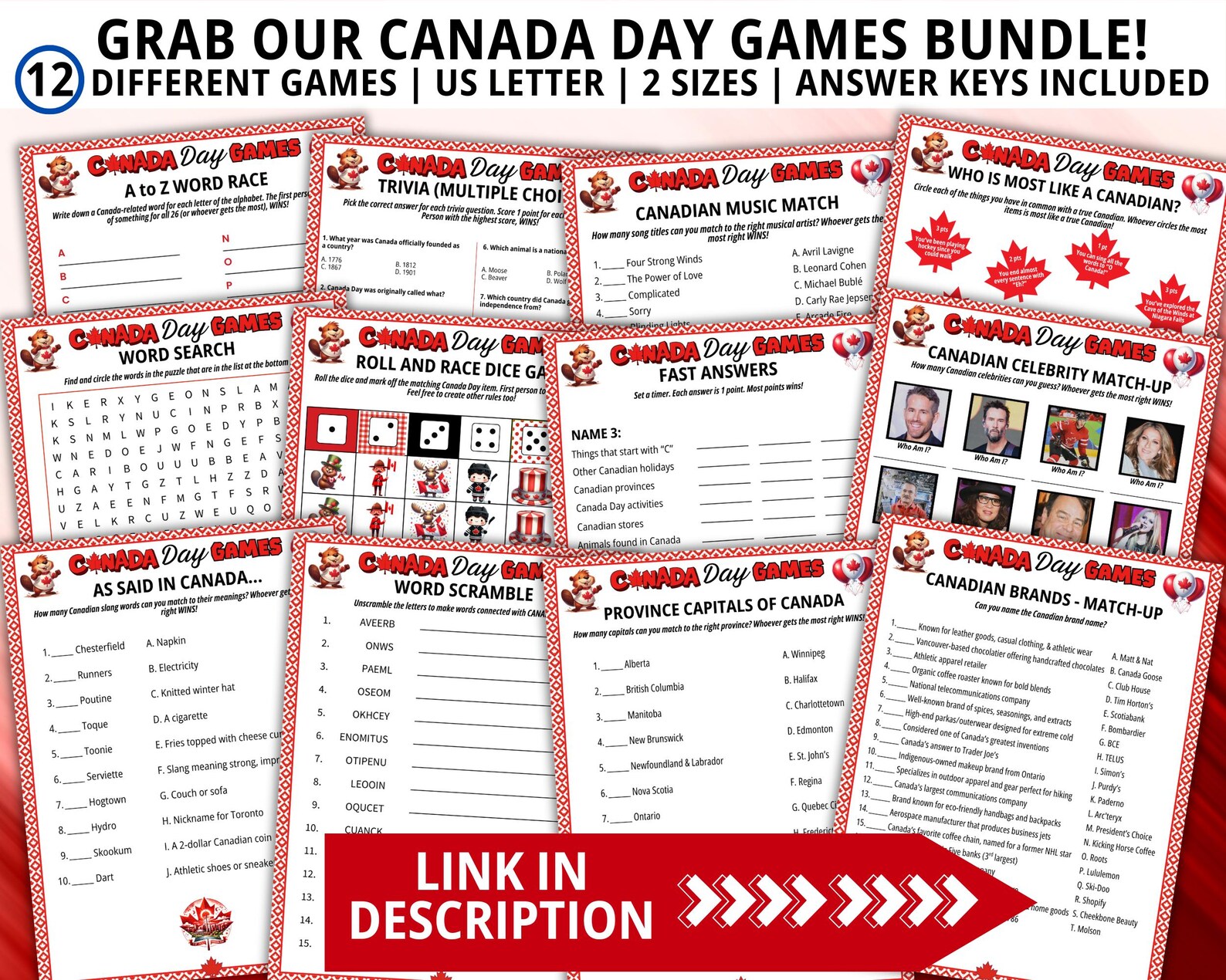 Canada Day Activity Sheet, 2 Sizes, Canada Day Game, Activity Placemat ...