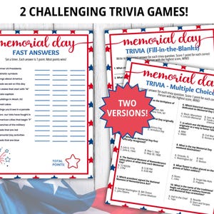 Memorial Day Games, 12 Game Bundle, Trivia Games, Patriotic Games ...