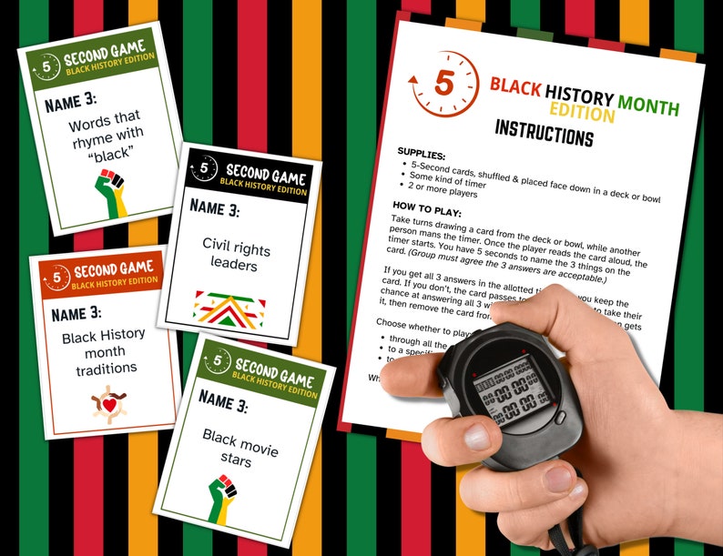Black History Month 5 Second Game, Black History Month Games, Holiday ...