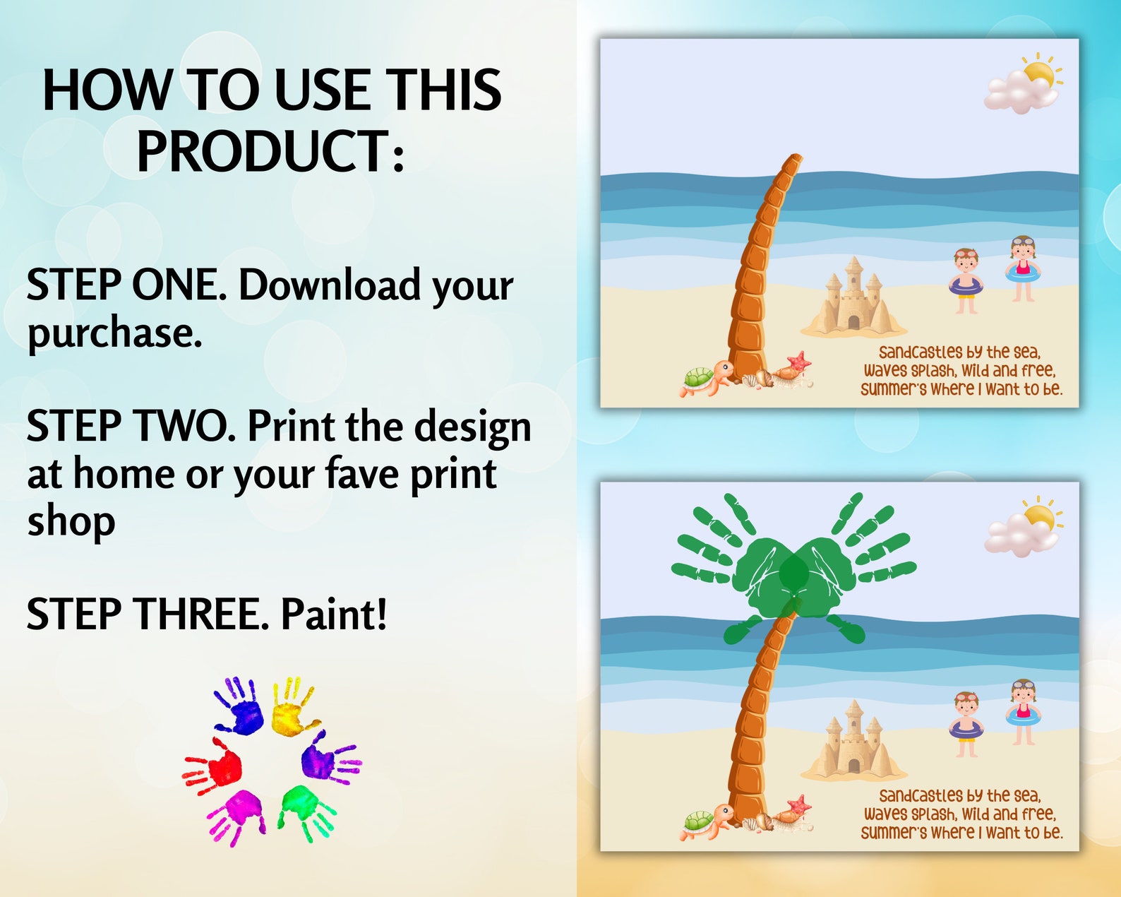 Summer Handprint Craft, Beach Handprint Craft, Summer Handprint Art ...