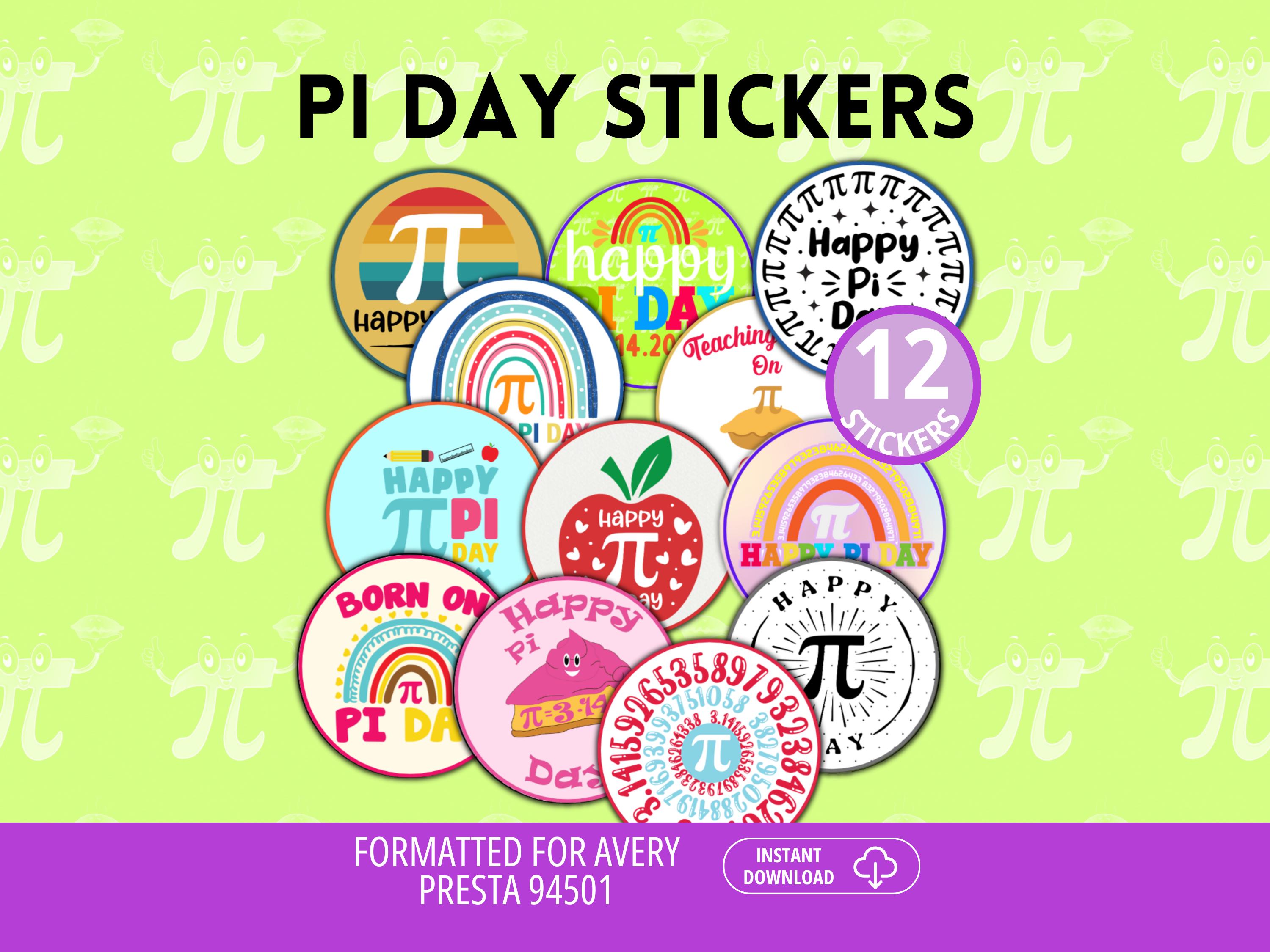 Pi Day Stickers, Printable Stickers, Pi Day Download, Math Pi Day, Math ...