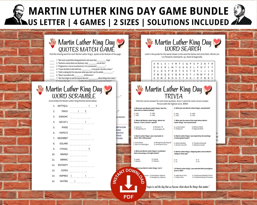 Martin Luther King Day Game Bundle, MLK Games, Martin Luther King Games ...