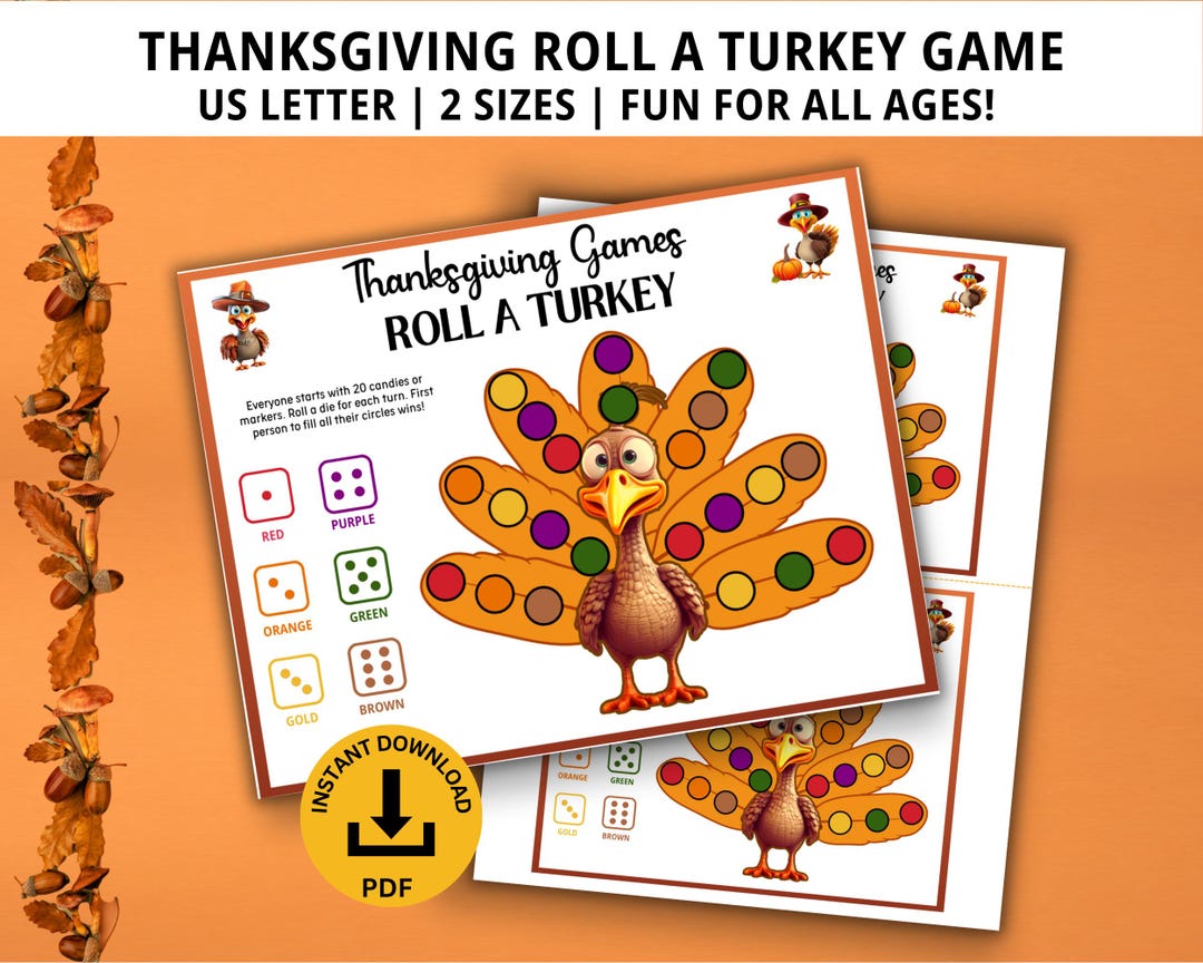 Roll a Turkey Dice Game, Thanksgiving Games, Friendsgiving Game ...