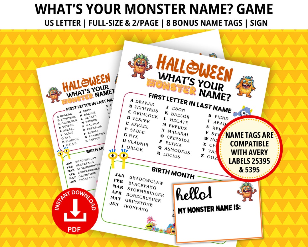 What's Your Monster Name, Name Game, Whats Your Name, Halloween Party ...