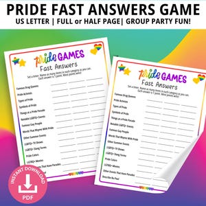 Pride Fast Answers Game, Pride Games, Pride Party Games, Pride 2025 ...