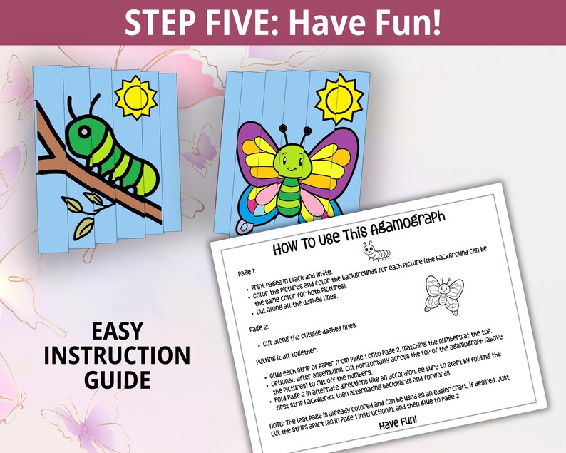 Butterfly Life Cycle Agamograph, Cut and Paste Craft, Agamograph Art ...