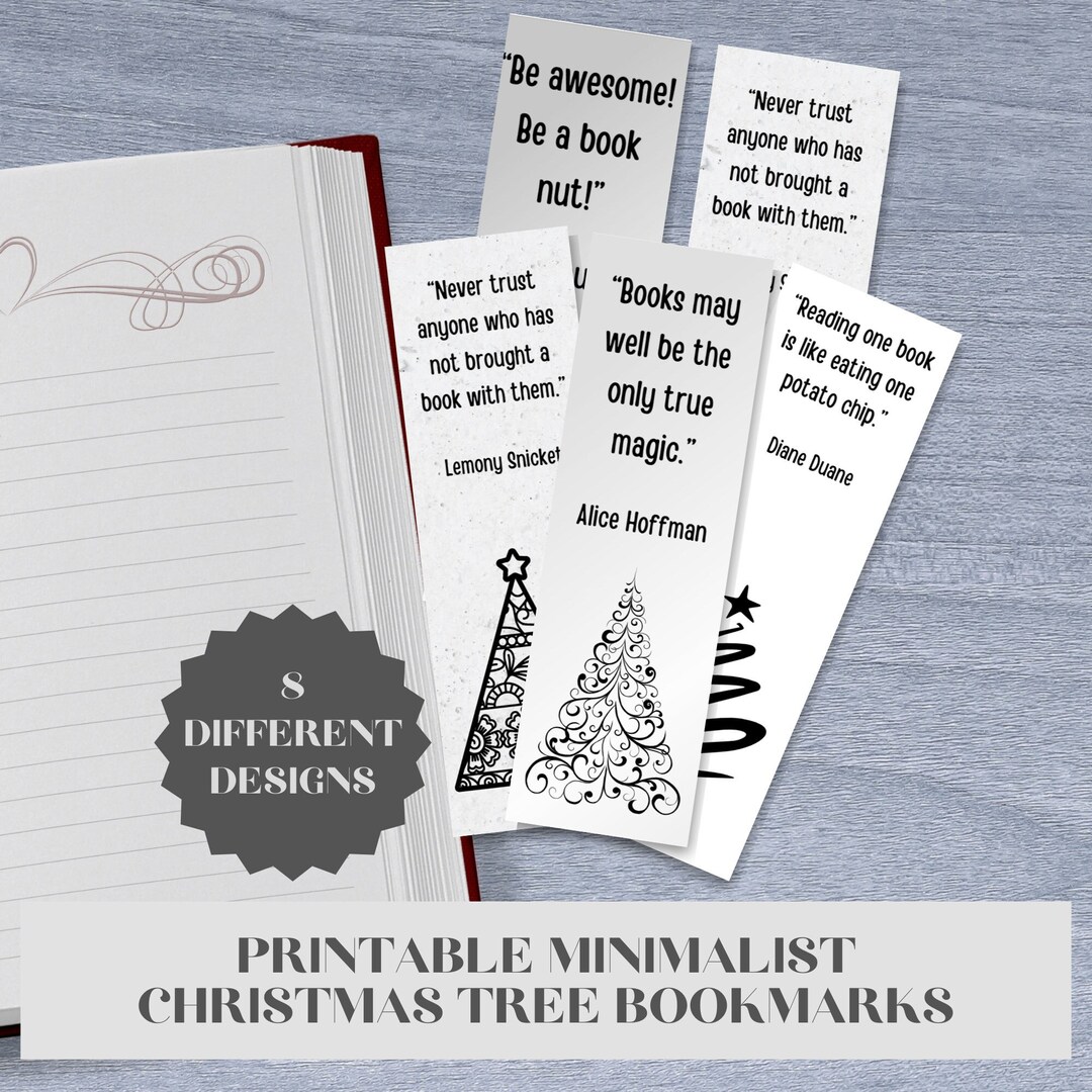 Printable Christmas Tree Bookmark Set Minimalist Pack of Christmas Tree ...