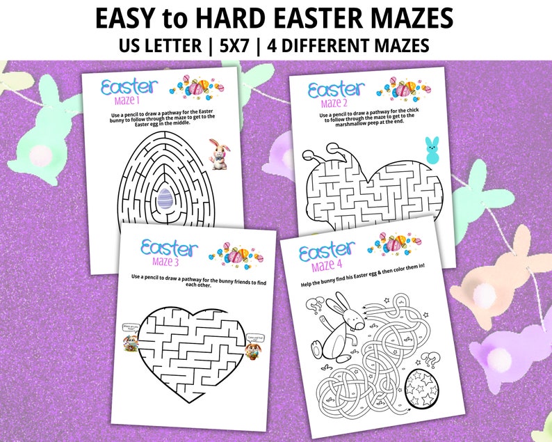 Easter Mazes, Three Easter Puzzles, Printable Maze Game, Easter Game, Easter Kids Maze, Family ...