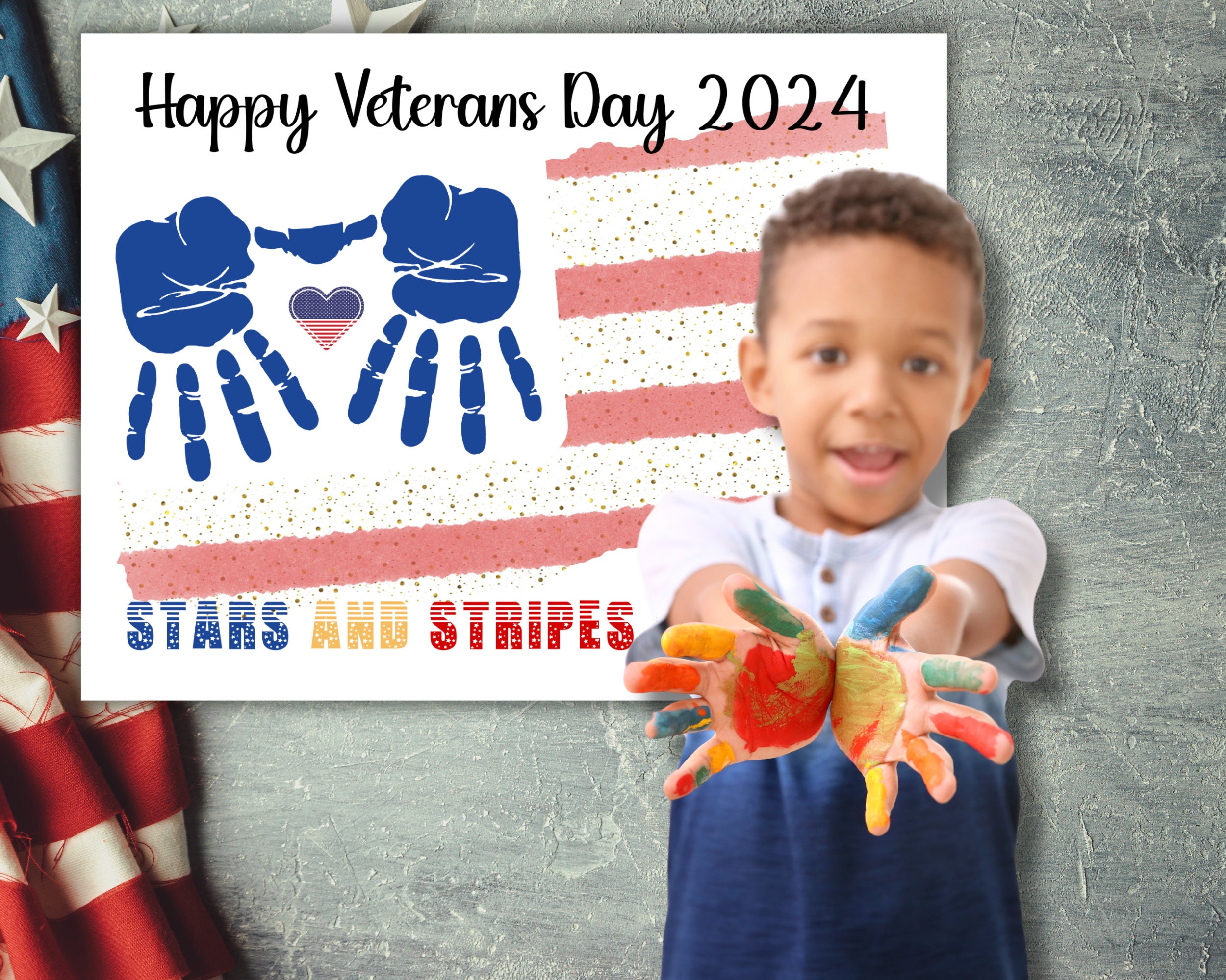 Veterans Day Handprint Craft, Patriotic Handprint Art, Handprint Sign ...