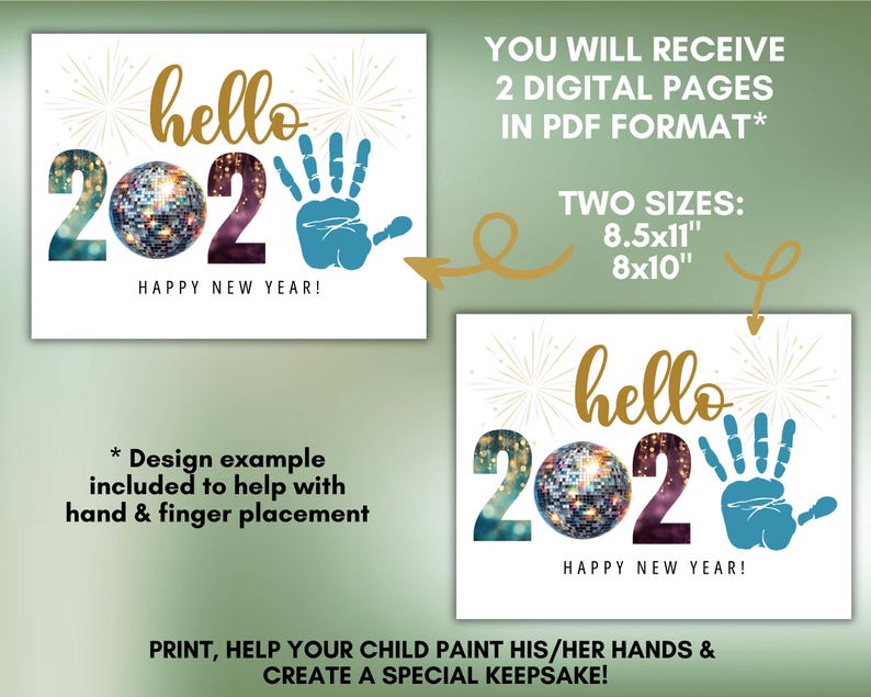 New Years Handprint Craft, Hello 2025, Handprint Art, Winter Handprint ...