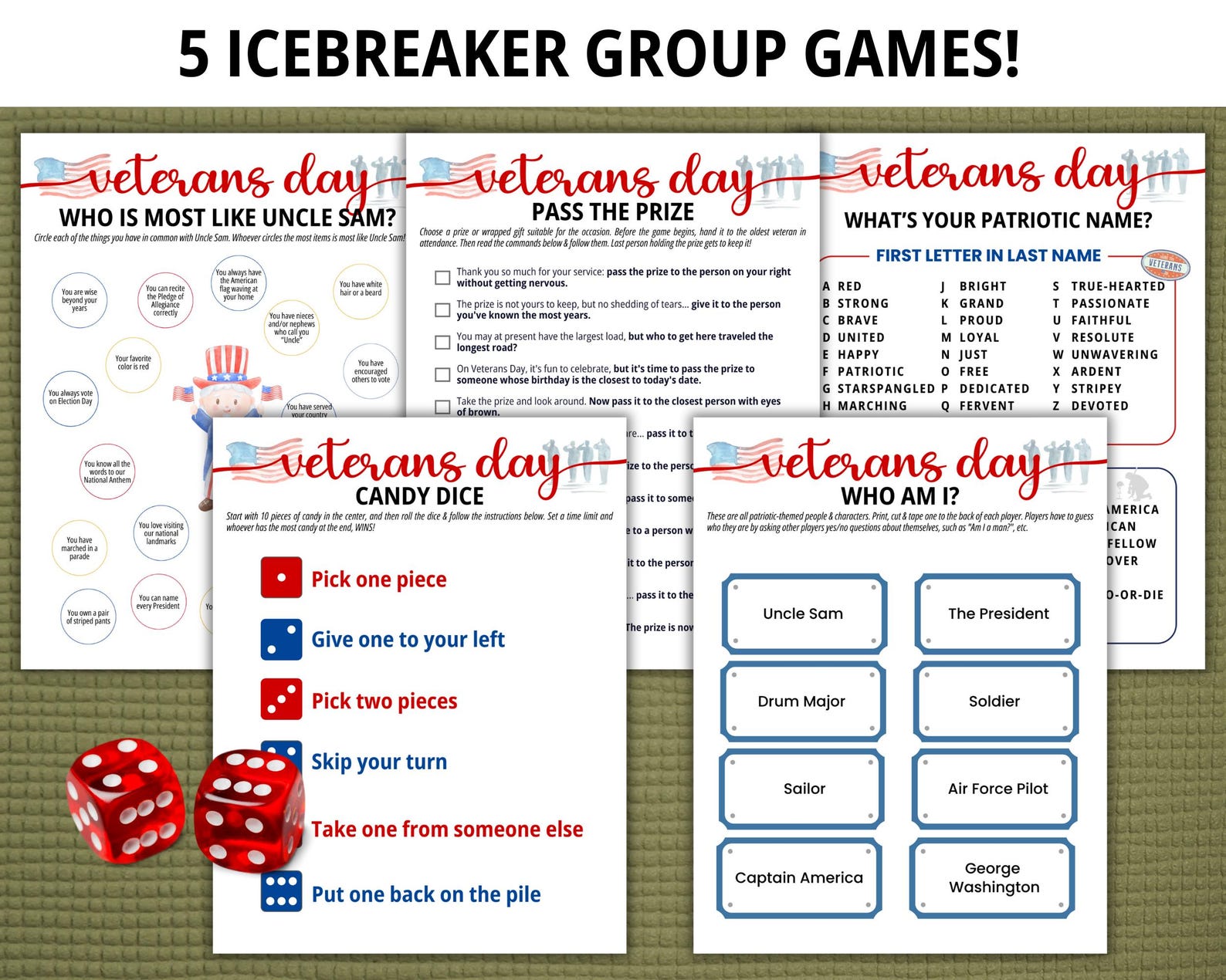 Veterans Day Games, Patriotic Word Game, Group Games, Patriotic Games ...