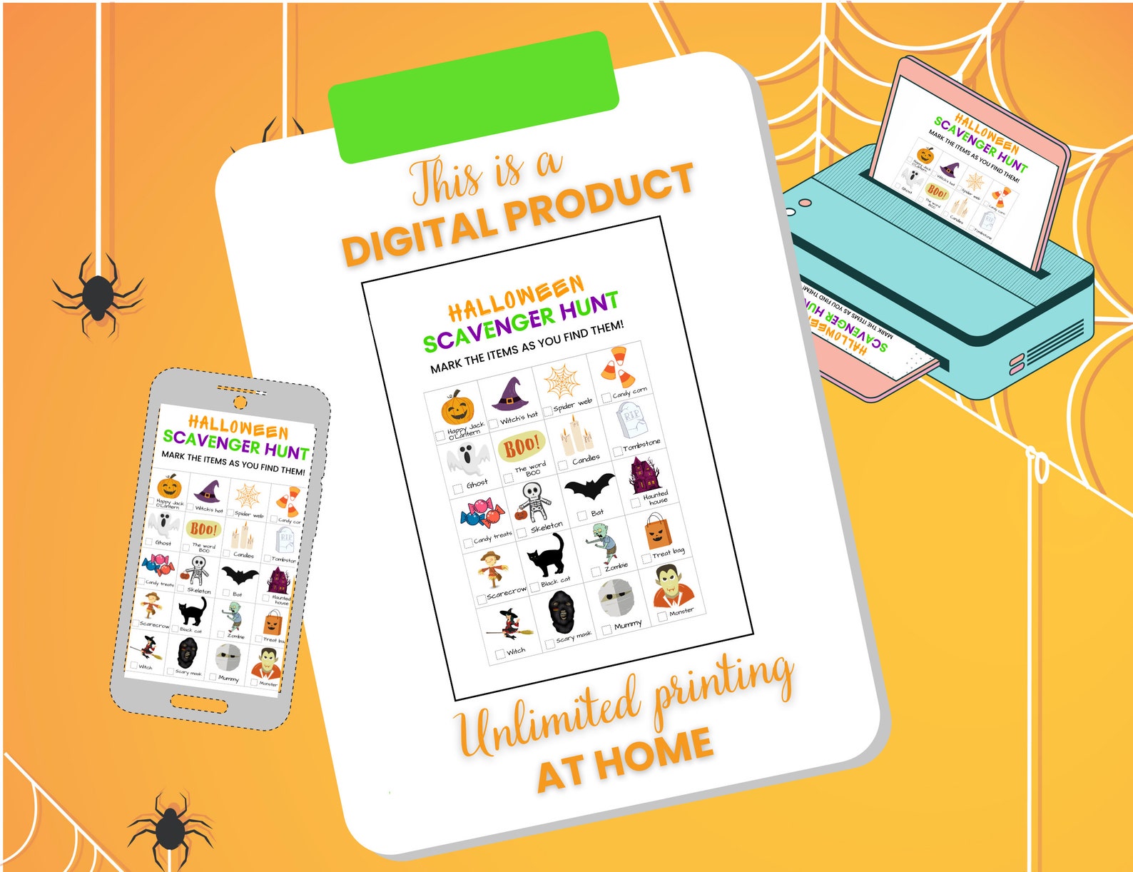 Kids Halloween Scavenger Hunt Printable Games for Kids - Etsy