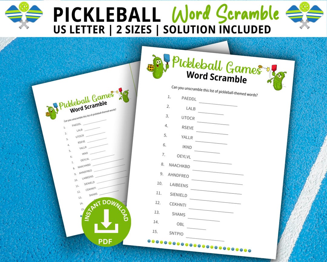 Pickleball Word Scramble Game, Pickleball Games, Pickleball Party ...