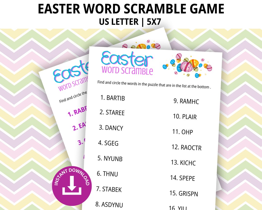 Easter Word Scramble Game, Easter Games, Printable Word Scramble for ...