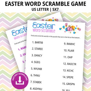 Easter Word Scramble Game, Easter Games, Printable Word Scramble for ...