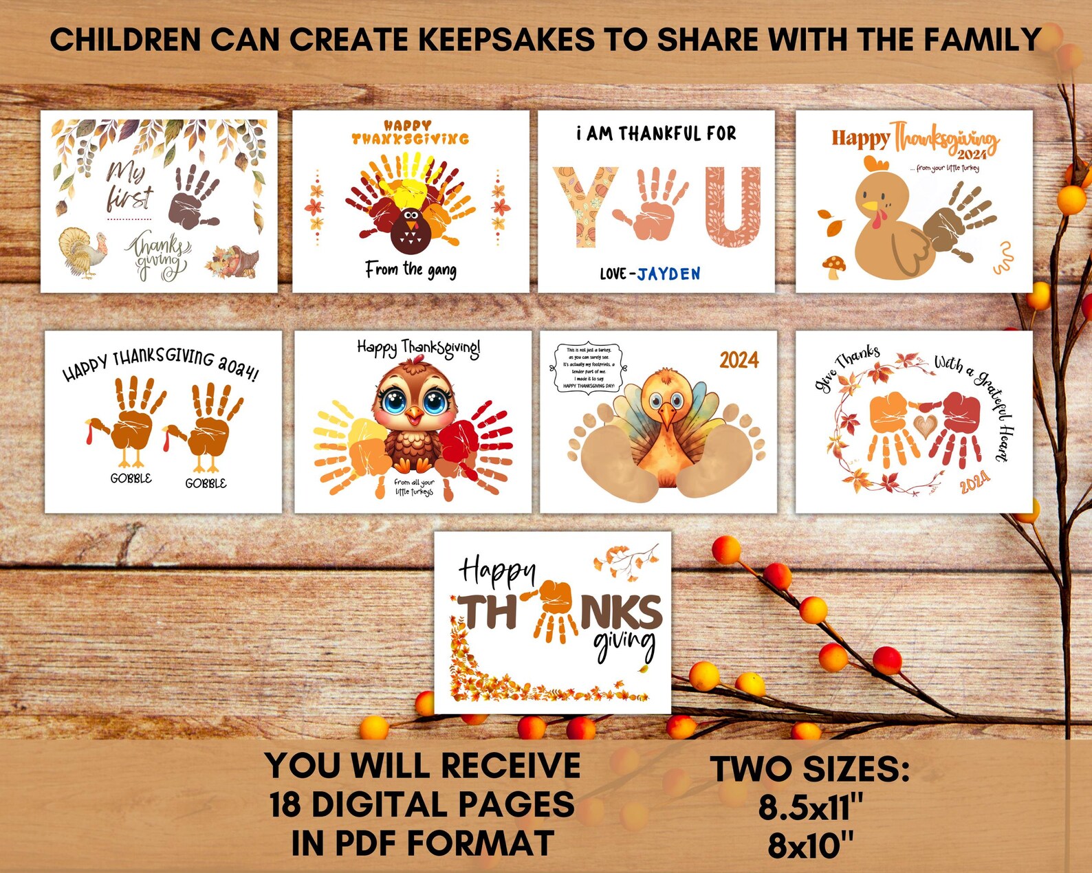 Thanksgiving Handprint Craft, BUNDLE, Fall Handprint Craft, Handprint ...
