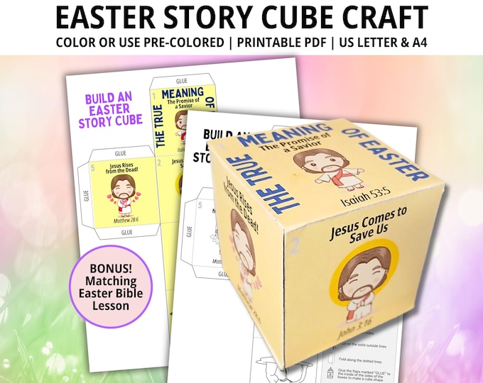 Easter Story Coloring Cube, Printable Bible Verse Activity, Easter ...