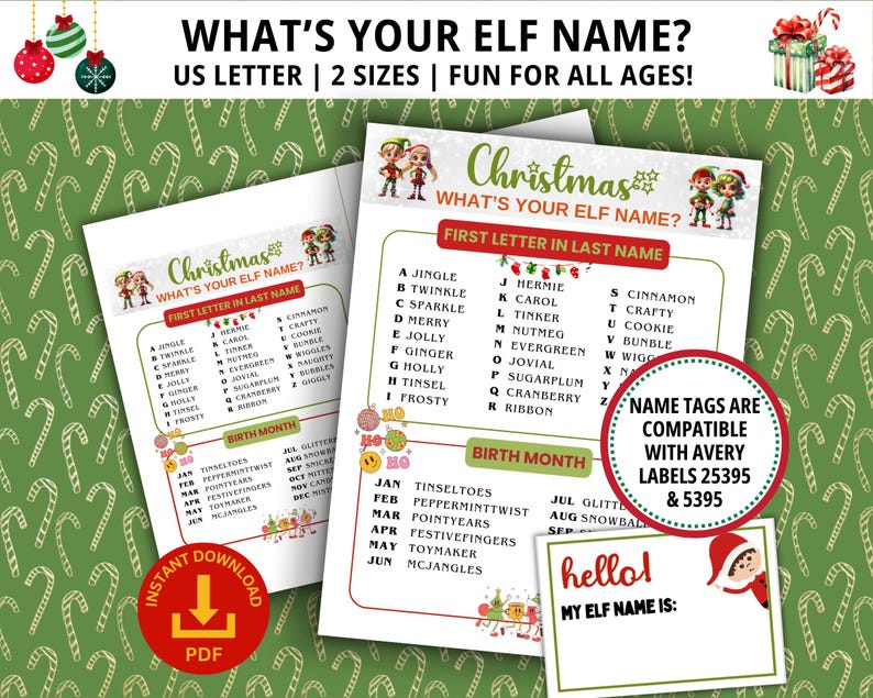 What's Your Elf Name, Christmas Name Game, Whats Your Name, Christmas ...