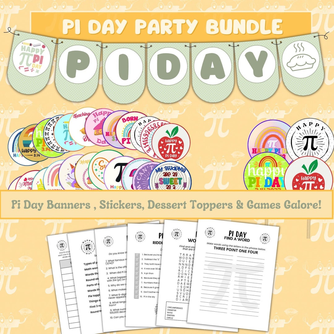 Printable Pi Day Party Bundle, Pi Day Party Favors, Pi Day Games, Math ...