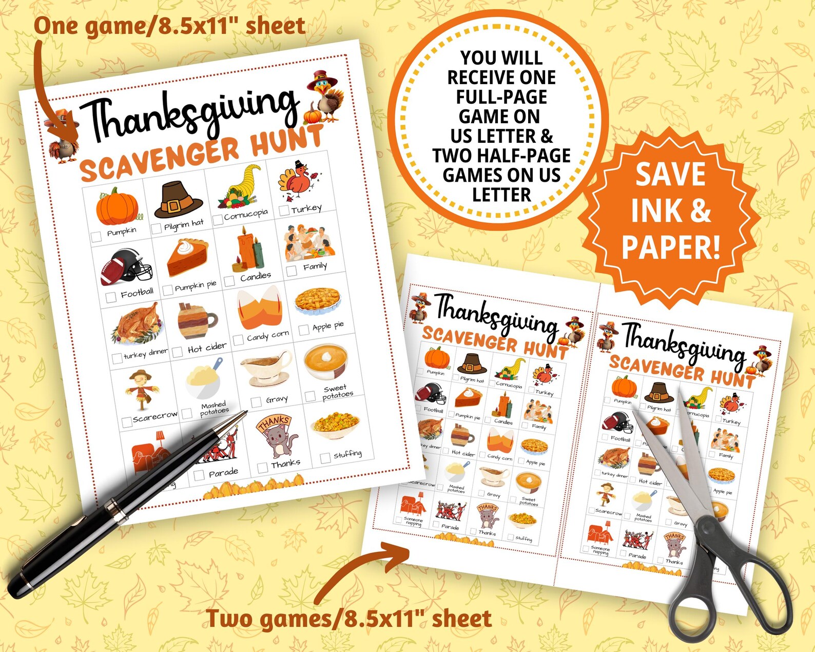 Thanksgiving Scavenger Hunt, Kids Scavenger Hunt, Printable Games for ...