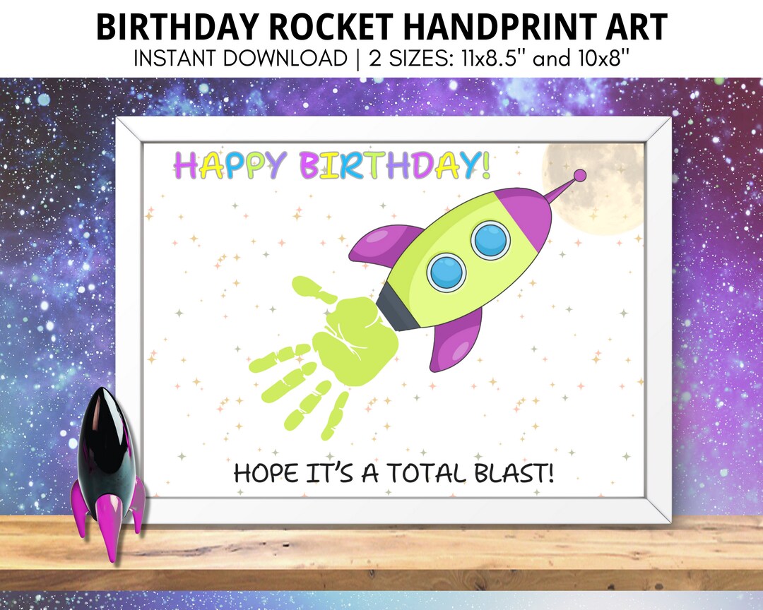 Birthday Rocket Handprint, Rocket Handprint Craft, Birthday Handprint ...