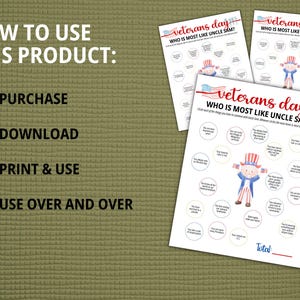 Who is Most Like Uncle Sam, Veterans Day Games, Patriotic Games, Family ...