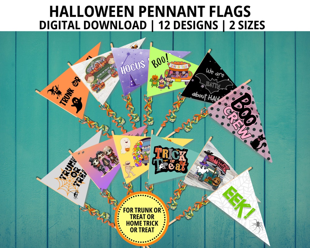 Halloween Pennant Flags, Triangle Flag, Halloween Flag, Trunk or Treat ...