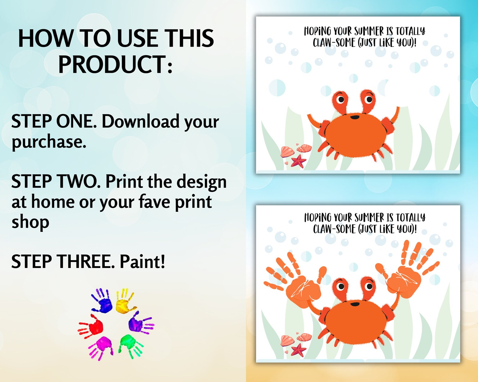 Summer Handprint Craft, Crab Handprint Craft, Summer Handprint Art ...