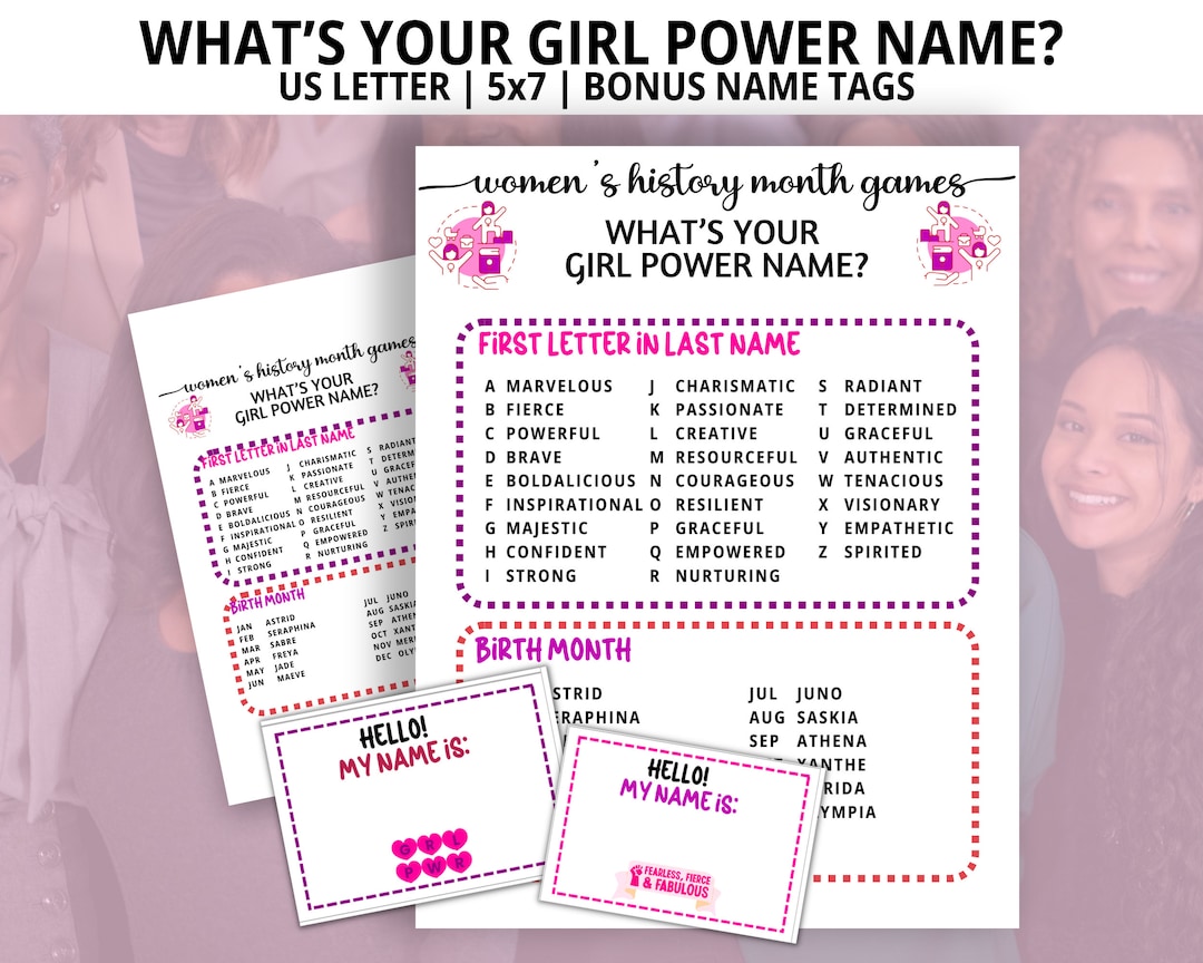 What's Your Girl Power Name, Womens History Games, Girl Power Name Game ...