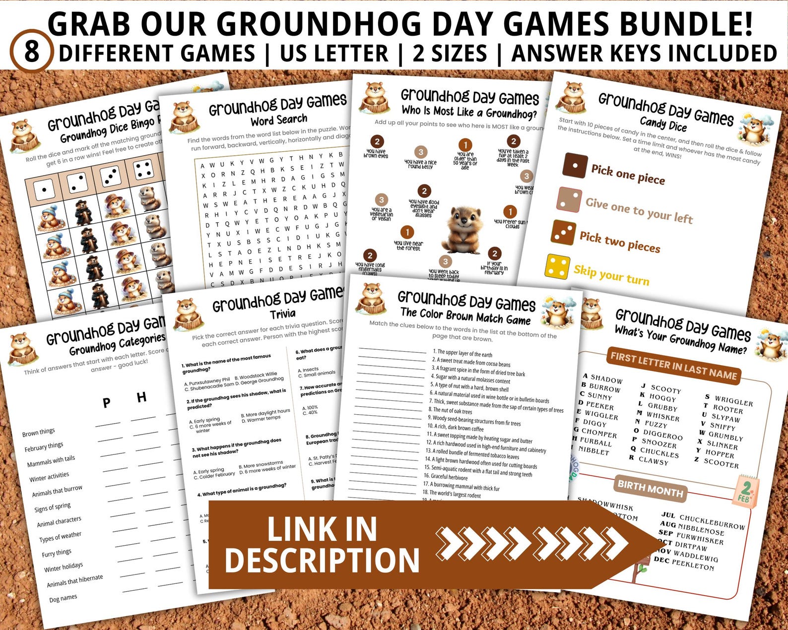Groundhog Day Candy Dice, Groundhog Day Games, Family Game Night ...