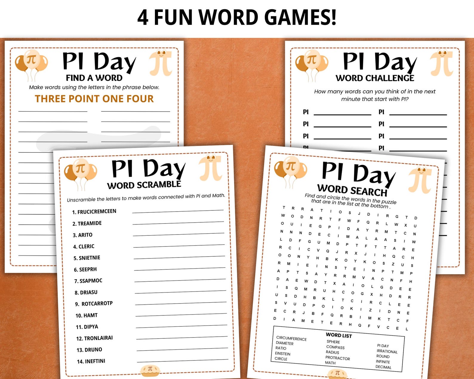Pi Day Games, 12-game BUNDLE, Pi Day Party, Pi Day Download, Math Games ...