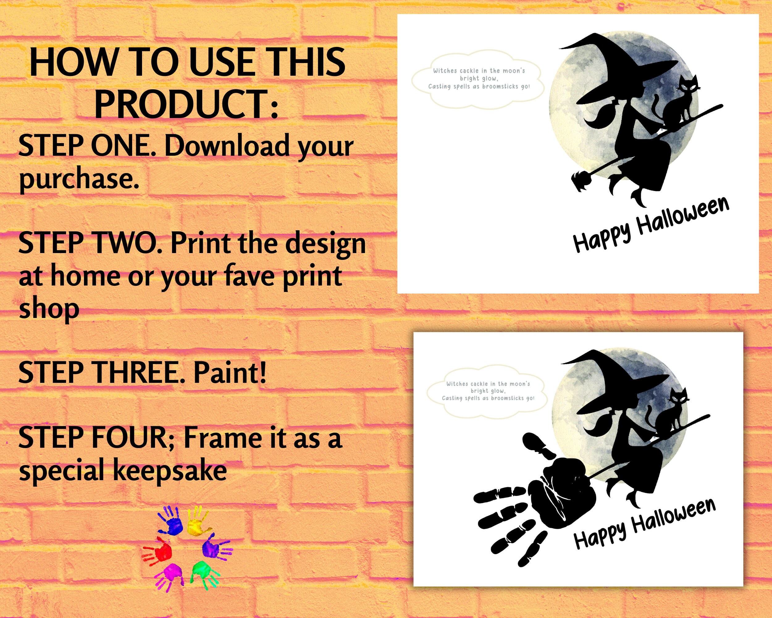 Halloween Handprint Craft, Witch Handprint, Fall Handprint Craft, Fall ...