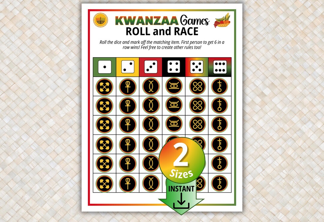 Kwanzaa Dice Game, Roll and Race, Kwanzaa Games, Kwanzaa Printable ...