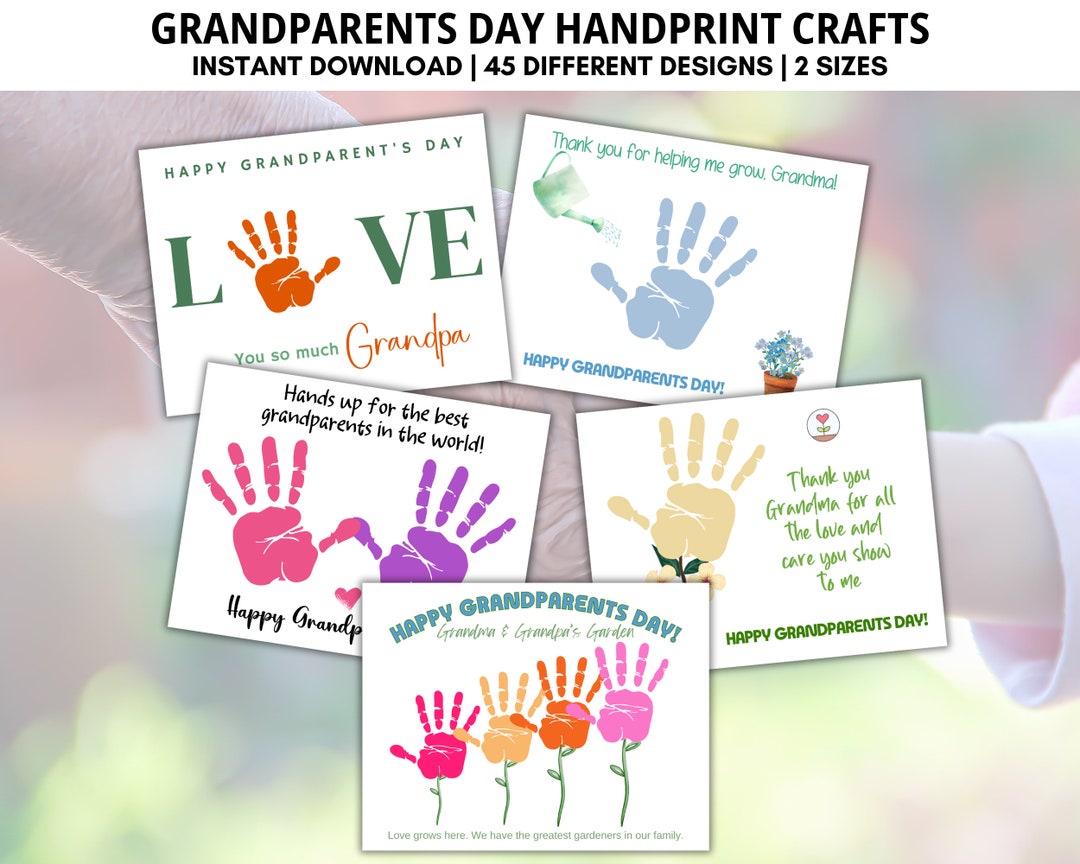 Grandparents Day Handprint Craft, Grandma Handprint Art, Grandpa ...