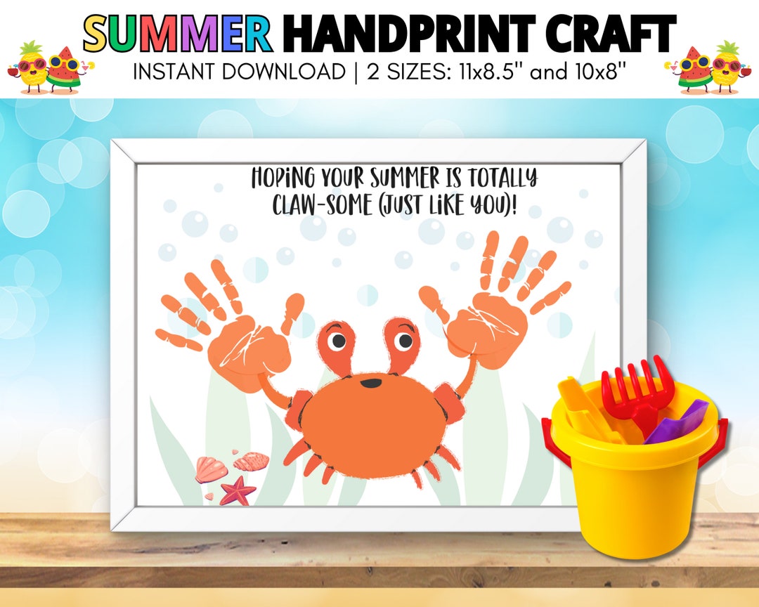 Summer Handprint Craft, Crab Handprint Craft, Summer Handprint Art ...