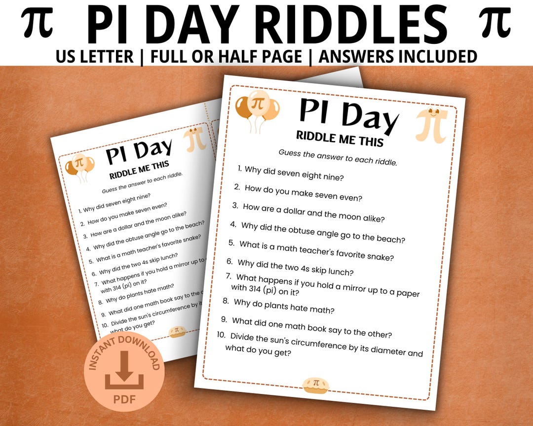 Pi Day Riddles, Riddle Me This, Pi Day Download, Math Pi Day, Math ...