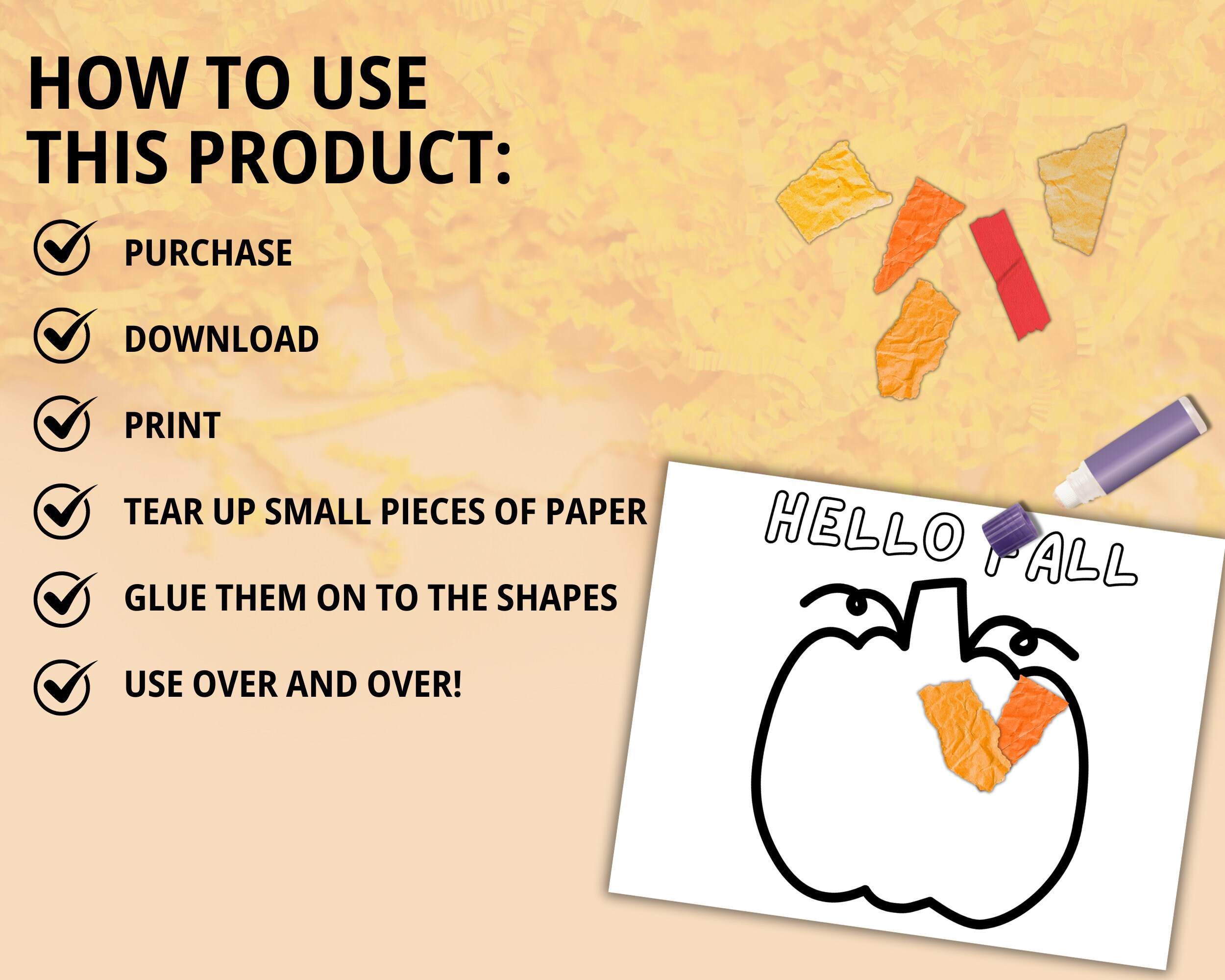 Fall Cut and Paste Craft, Torn Paper Craft, Classroom Activity, Pre ...